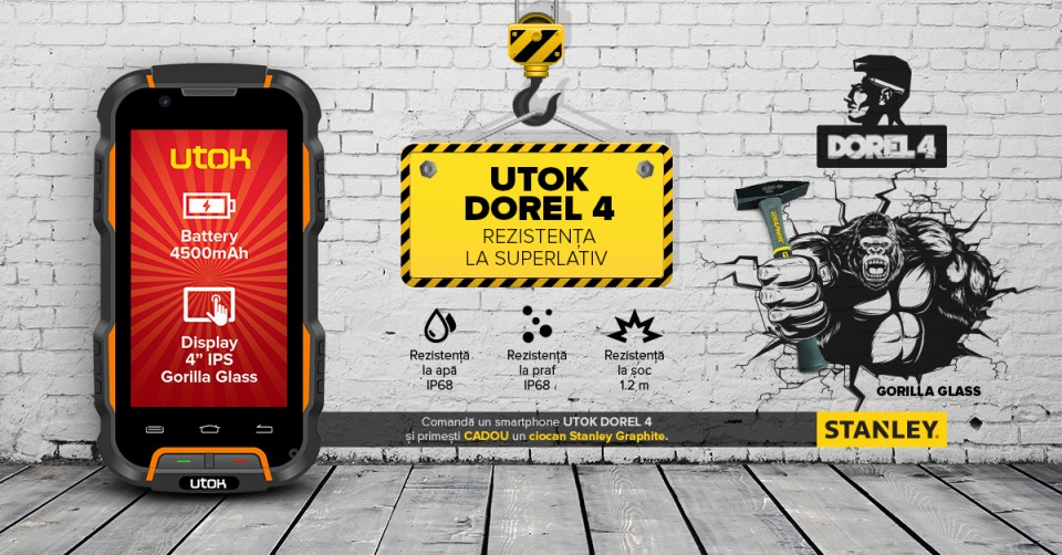 UTOK Dorel 4 - smartphone rugged cu baterie de 4500 mAh