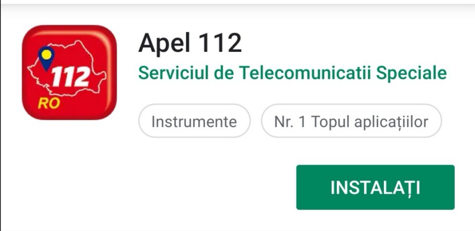 Apel 112 - cea mai descărcată aplicație din România în ultimele zile