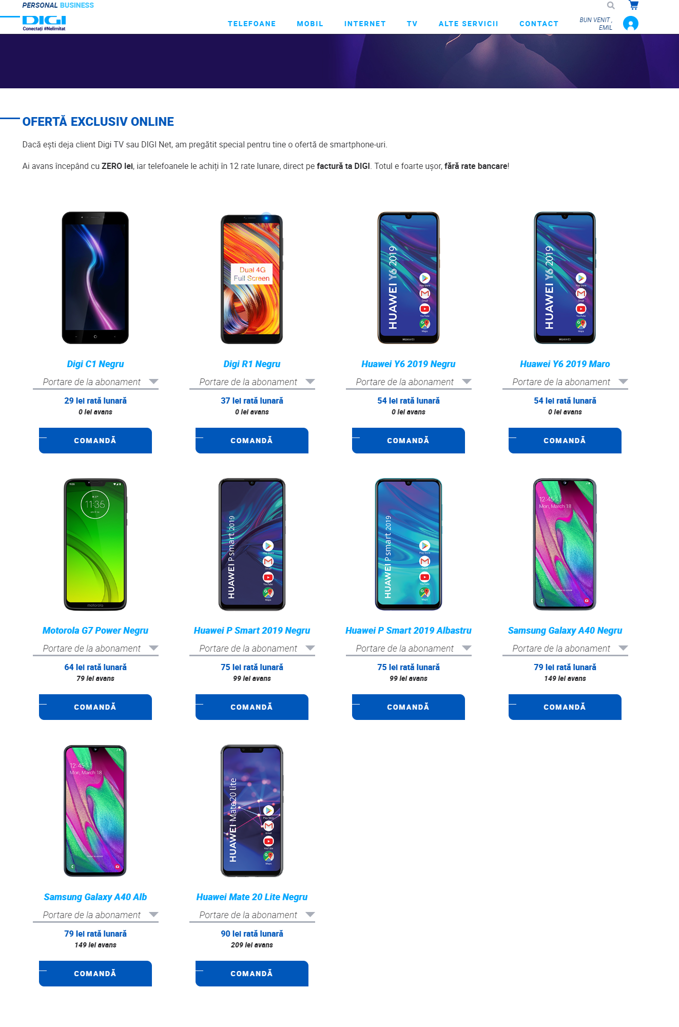 Ce oferte are Digi Mobil la portare, în sistemul propriu cu 12 rate