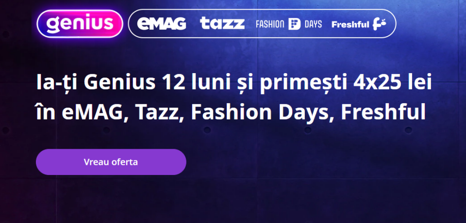 Primești 4 vouchere x 25 lei în eMAG, Tazz, Fashion Days și Freshful la ...