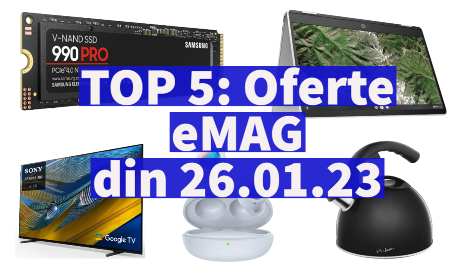 TOP 5: Oferte eMAG din 26.01.23 (ceainic Lamart, laptop cu ChromeOS HP ...