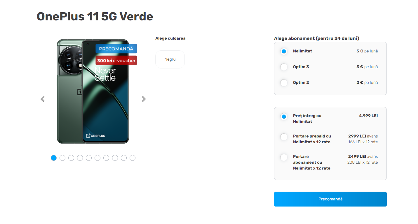OnePlus 11 5G în oferta Digi Mobil (plata în rate)