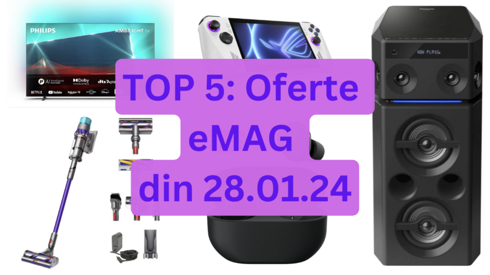 TOP 5: Oferte eMAG din 28.01.24 (cel mai ieftin televizor OLED, consolă ...