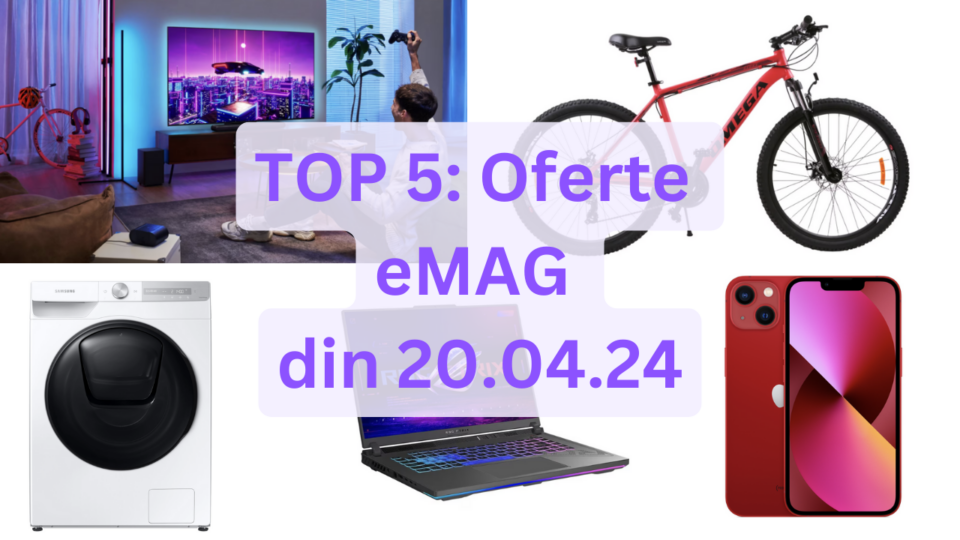TOP 5: Oferte eMAG din 20.04.24 (laptop de gaming pe 16 inci cu placă ...