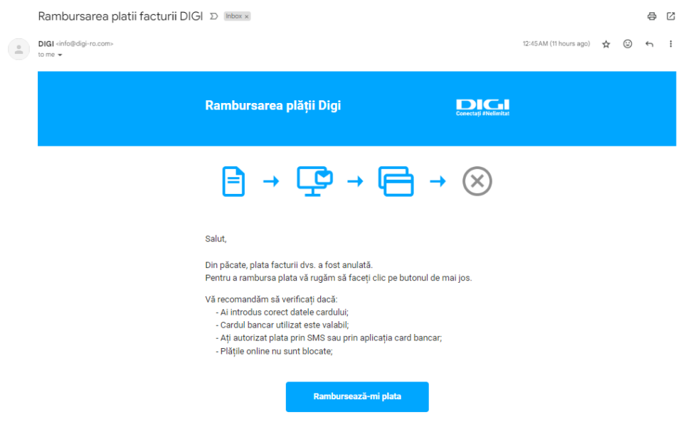 Atenție la tentativa de fraudă în numele DIGI România!