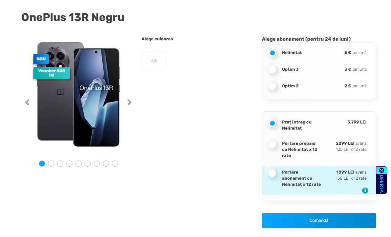 OnePlus 13R la Digi Mobil - voucher de 500 lei și cât costă cu plata în ...