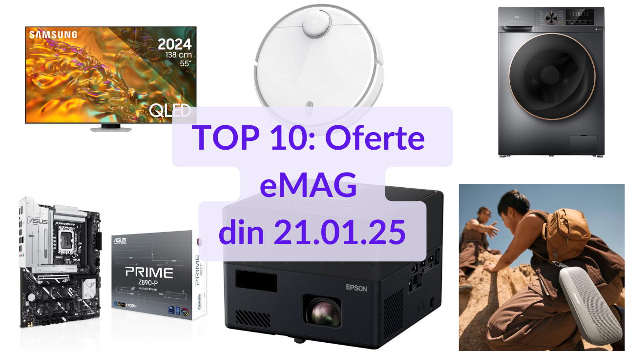TOP 10: Oferte eMAG din 21.01.25 (televizor QLED Samsung cu rată de ...