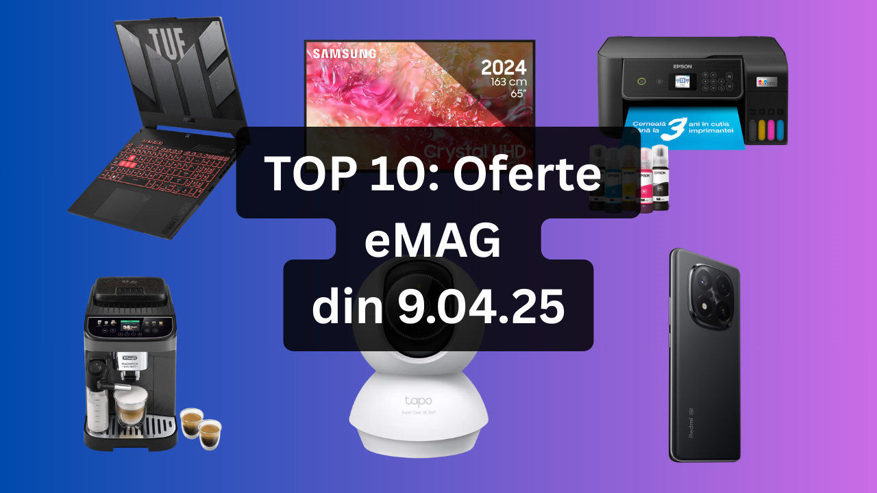 TOP 10: Oferte eMAG din 9.04.25 (laptop de gaming ASUS cu grafică ...