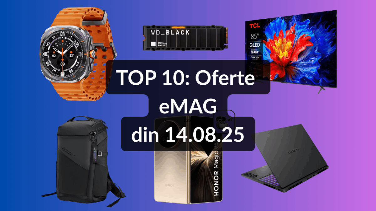 TOP 10: Oferte eMAG din 14.08.25 (Honor Magic V5 cu card cadou de 1500 ...