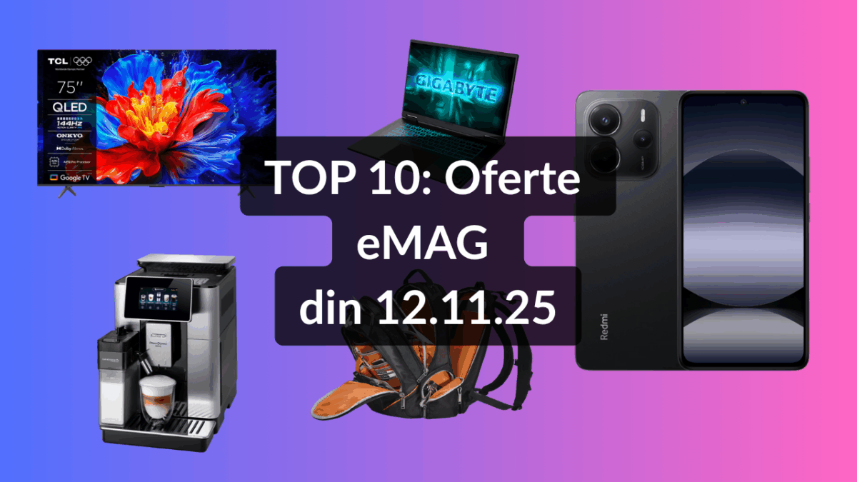 TOP 10: Oferte eMAG din 12.11.25 (cel mai ieftin televizor QLED pe ...