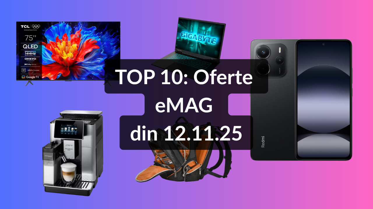 TOP 10: Oferte eMAG din 12.11.25 (cel mai ieftin televizor QLED pe ...