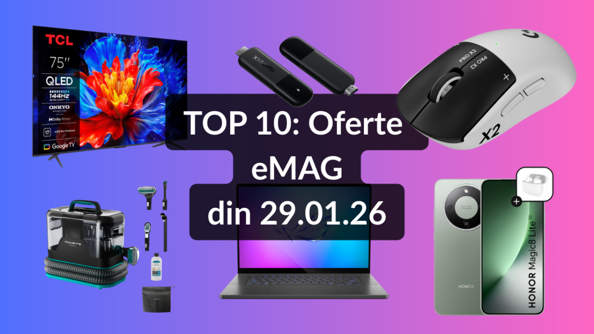 TOP 10: Oferte eMAG din 29.01.26 (cel mai ieftin televizor QLED de 189 ...