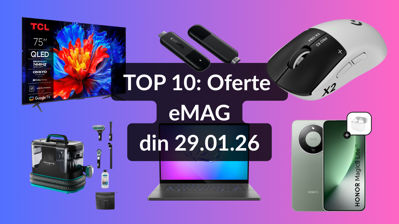 TOP 10: Oferte eMAG din 29.01.26 (cel mai ieftin televizor QLED de 189 ...
